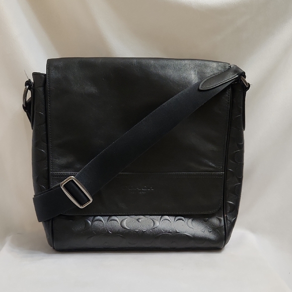 Coach | Bags | Coach Houston Map Bag In Signature Black Leather Unisex ...